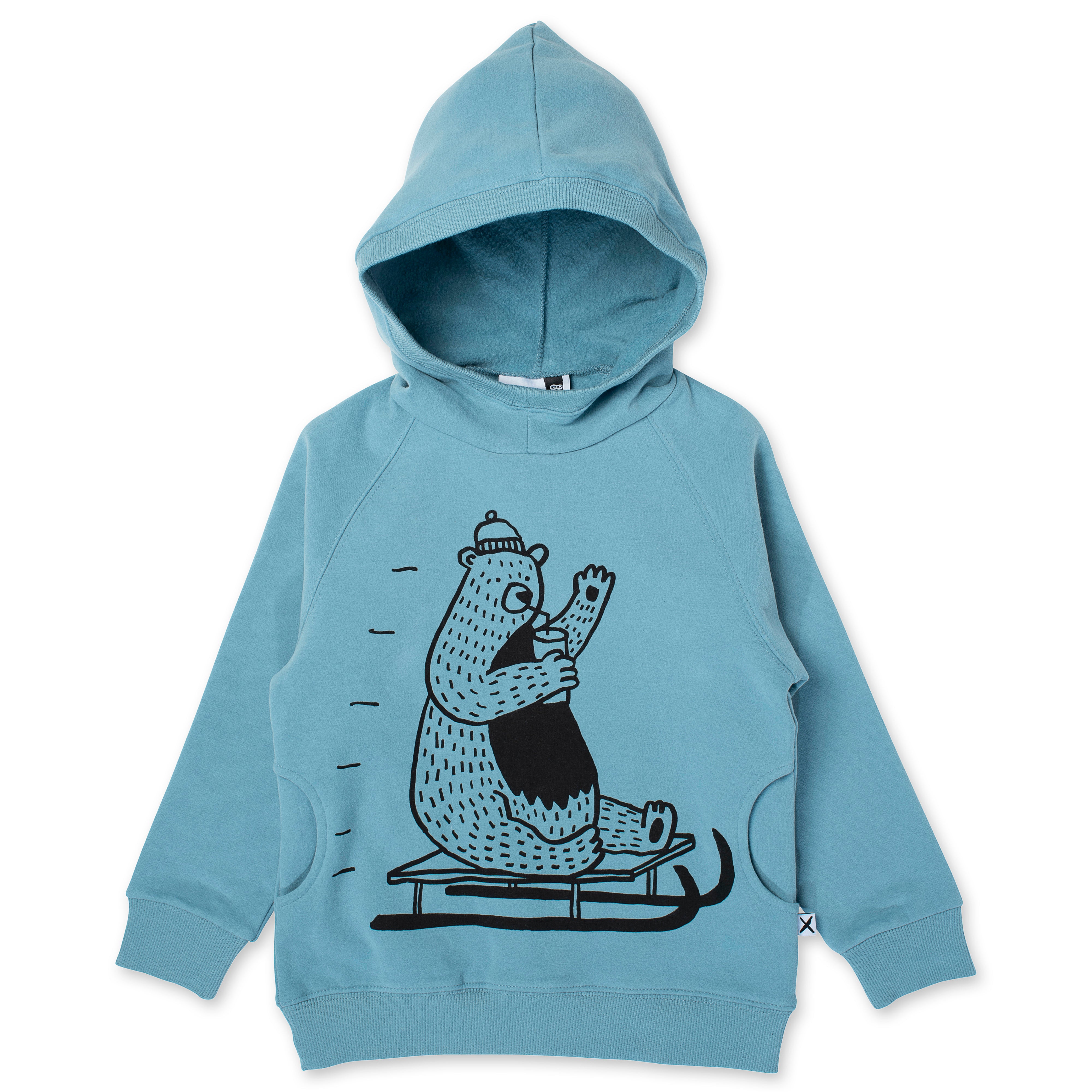 Minti Sled Bear Furry Hood Muted Blue Daisy And Hen