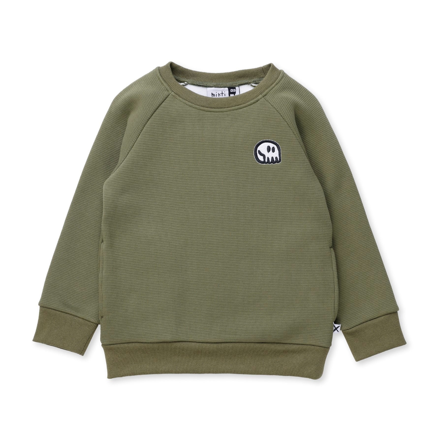 Minti Furry Waffle Crew Khaki Daisy And Hen