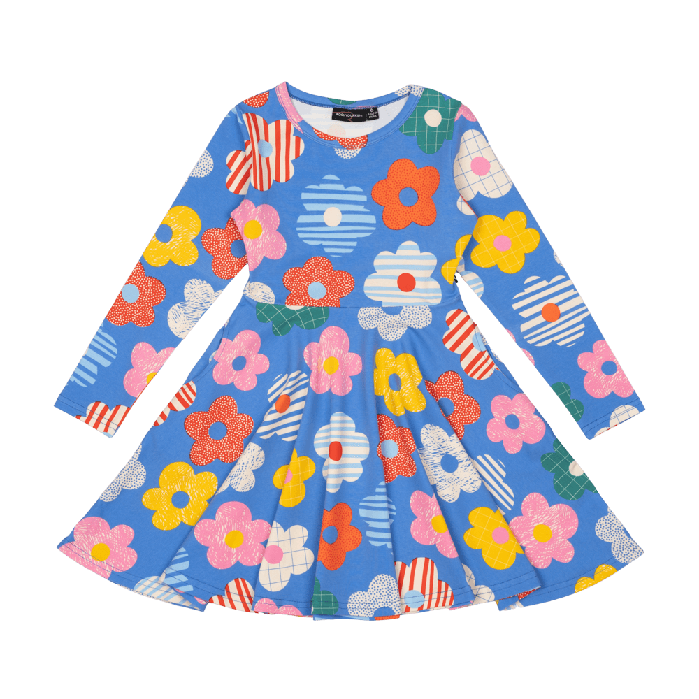 Waisted Dress - Happy Flowers – Daisy and Hen