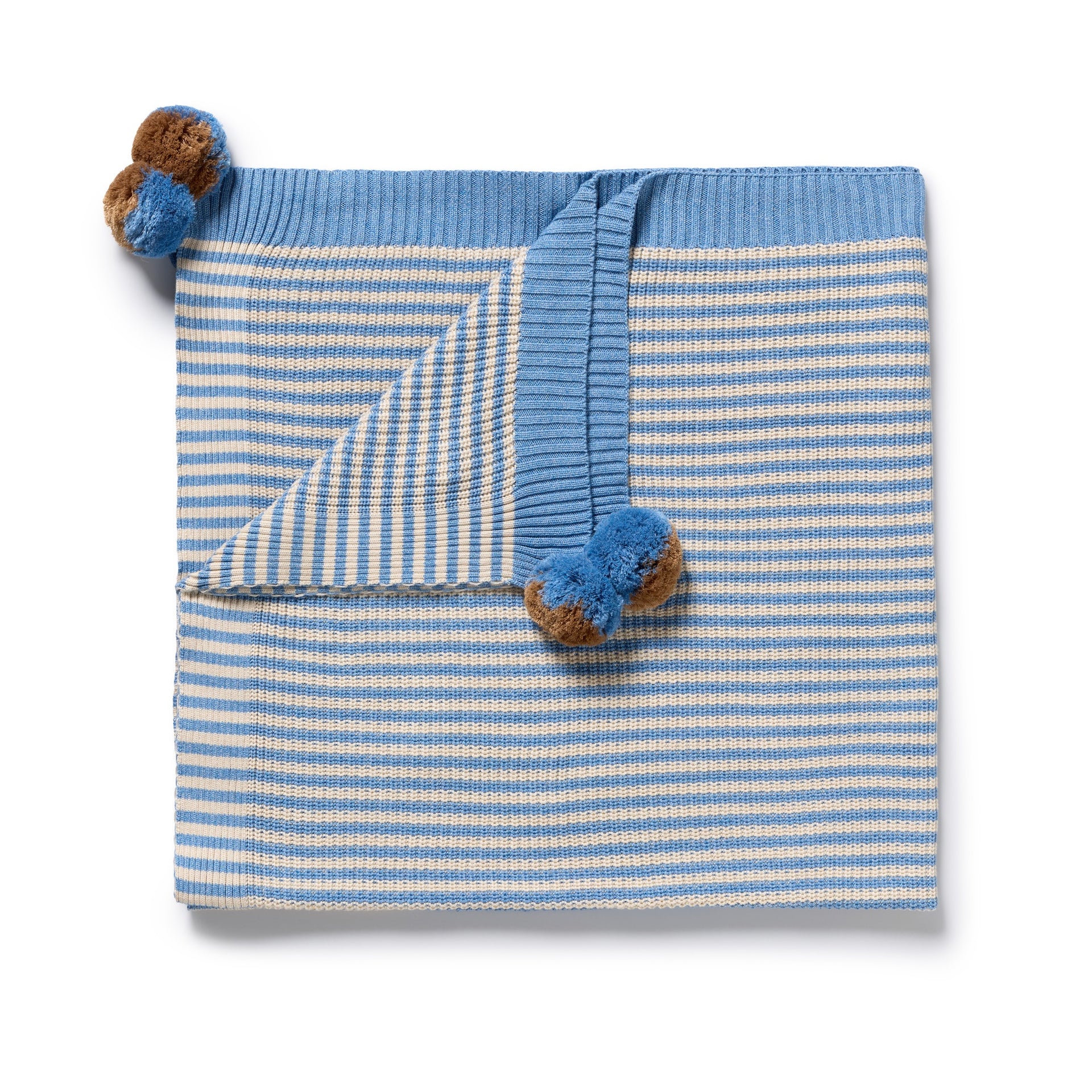 Frosted Blue Organic Knitted Stripe Blanket – Daisy and Hen