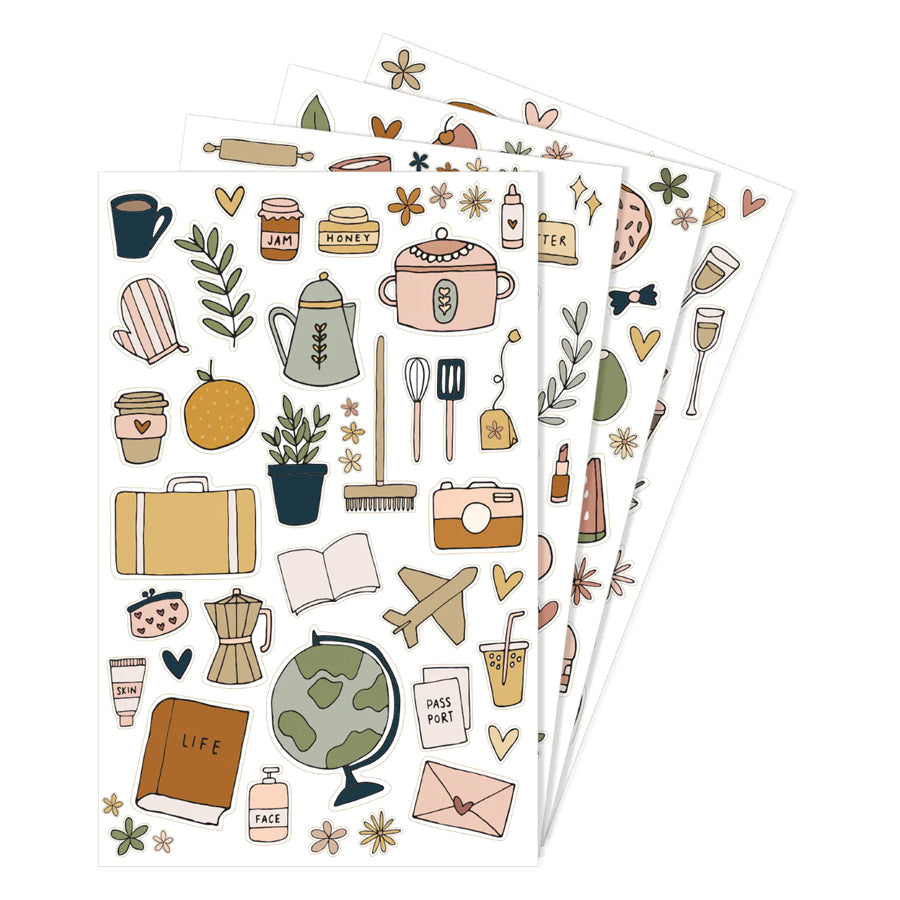Emma Kate Co. Illustrated Stickers Set | Lifestyle | 4 Sheets – Daisy ...