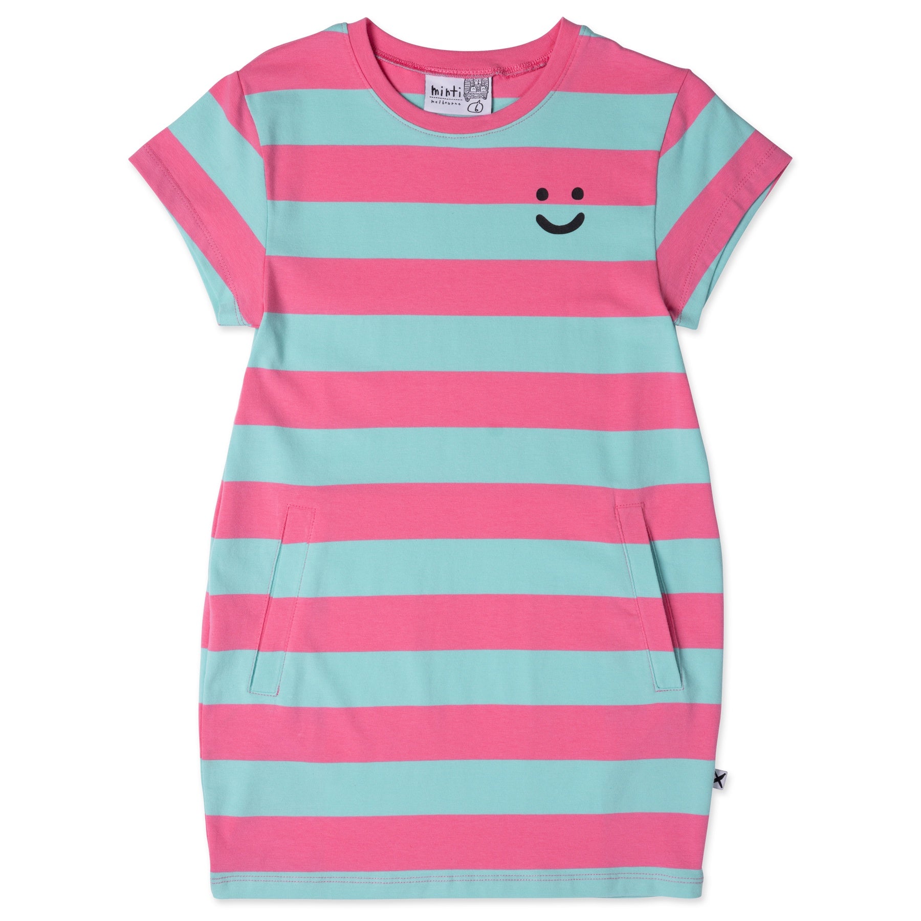 Minti Happy Face Tee Dress - Candy/Teal – Daisy and Hen